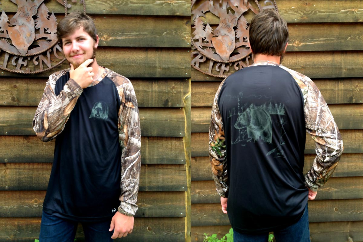 Screen Printed Camo Accent Hunting Shirts & Embroidered Wildlife Caps
